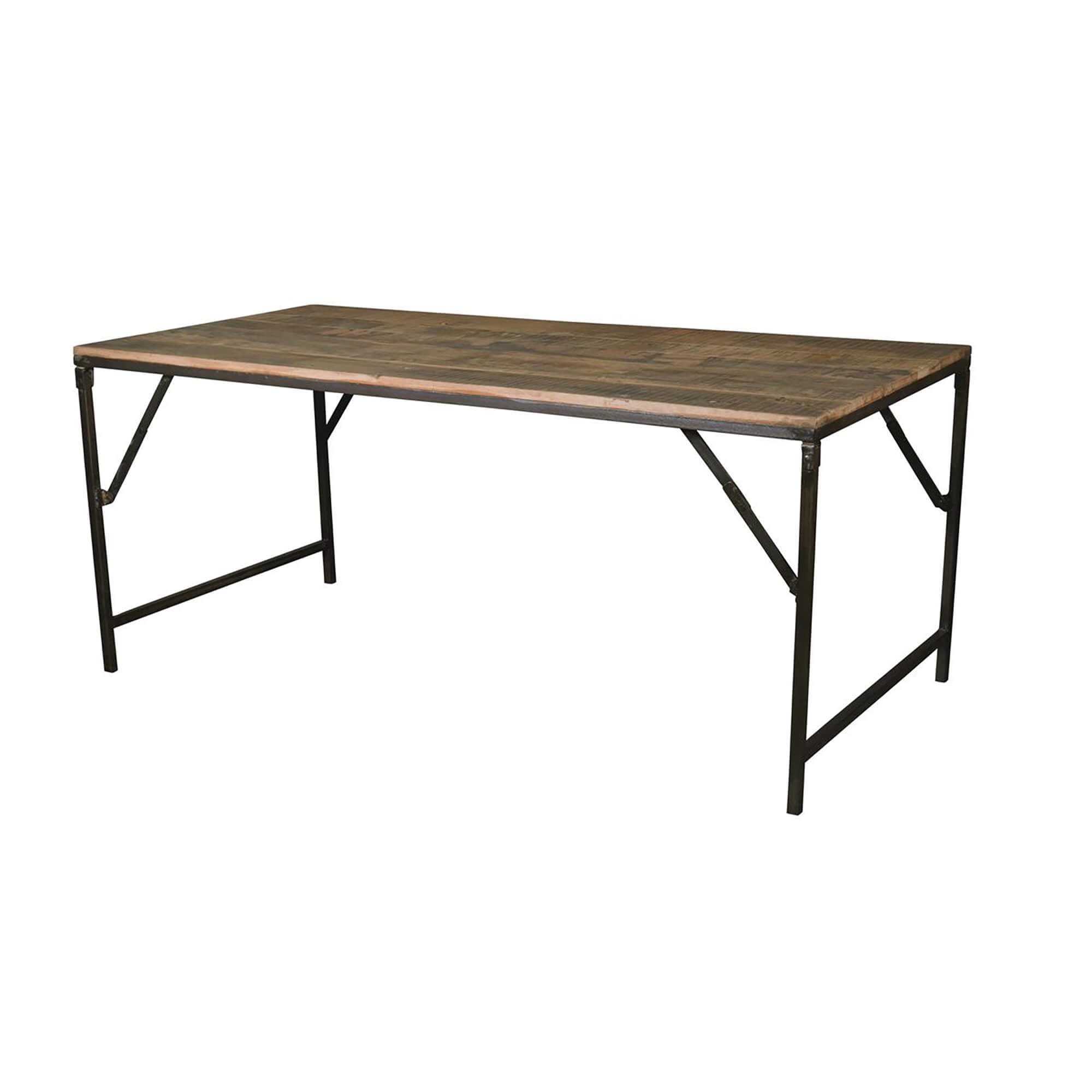 Rustikt matbord i trä och järn 180 cm, RECYCLED - Soulosofie